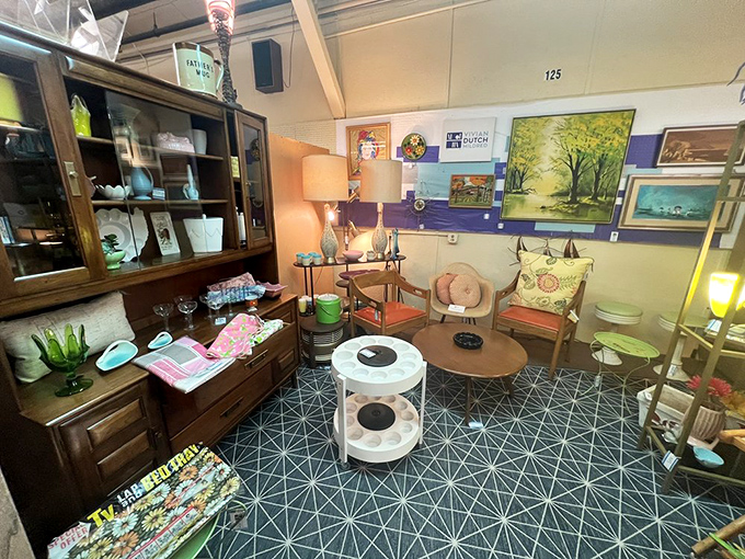 Mid-century modern meets retro whimsy in this carefully curated booth &ndash; proving nostalgia can be both sophisticated and delightfully playful.