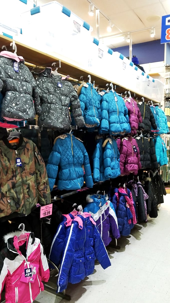 Winter coat headquarters where practical warmth meets vibrant colors, proving cold weather gear doesn't have to be boring or break the bank.