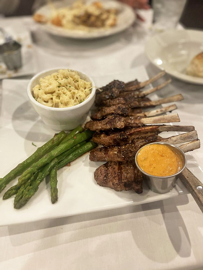Lamb chops lined up like delicious soldiers, ready to march straight into your heart via your very happy stomach.