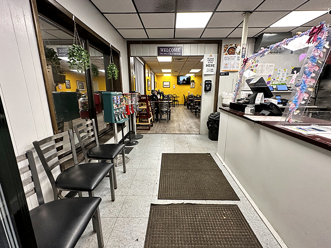 The entrance hallway feels like being backstage before a great performance. The anticipation builds with every step toward those yellow walls.