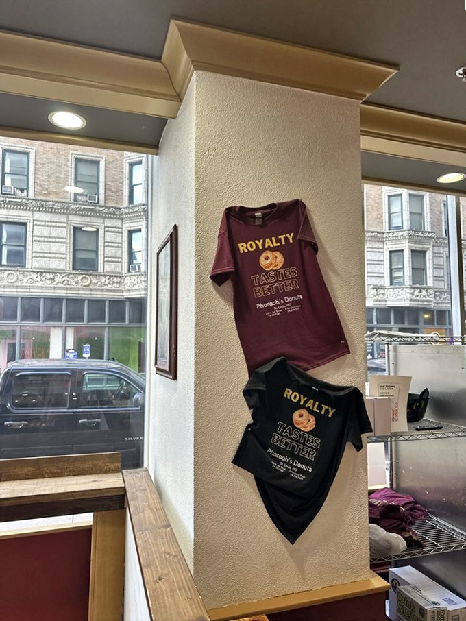 "Royalty Tastes Better" isn't just clever marketing&mdash;it's the official slogan of the 7am sugar rush that these shirts proudly advertise to fellow devotees.