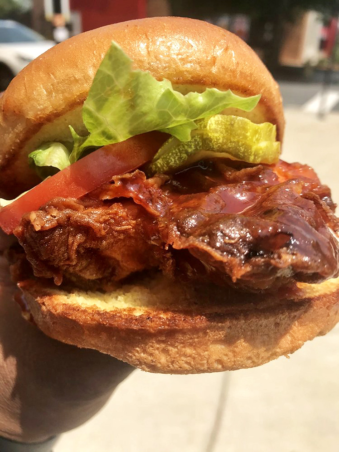 This isn't just a sandwich&mdash;it's a flavor explosion with slaw providing the perfect cool counterpoint to that magnificent chicken.