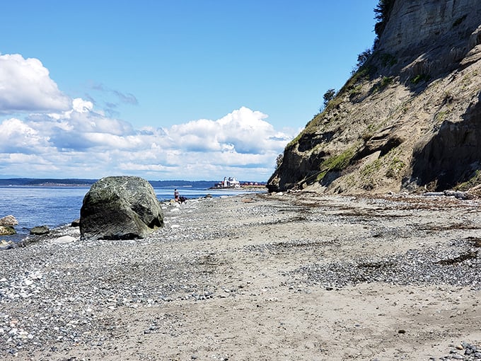 The rocky shores of Port Townsend offer contemplative beaches where nature provides both the view and the seating arrangements.