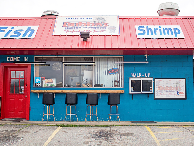 The outdoor counter seating offers a front-row view to Hot Springs life while you wait for seafood that's worth every minute.
