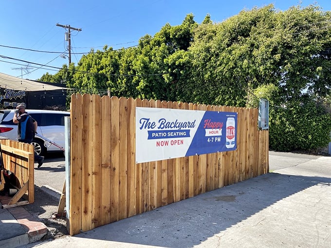 "The Backyard" patio offers al fresco feasting under California skies&mdash;because barbecue tastes even better with a side of sunshine.