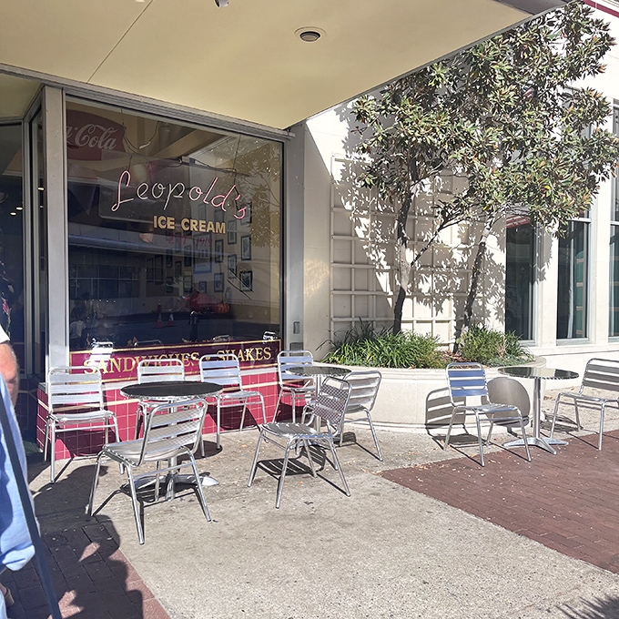 These sidewalk tables offer prime people-watching with your cone—observe the jealous looks from passersby who haven't yet joined the Leopold's club.