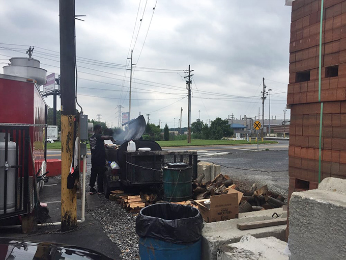 Where the magic happens. That's not smoke, it's barbecue perfume, wafting through Wilmington like a siren's call.