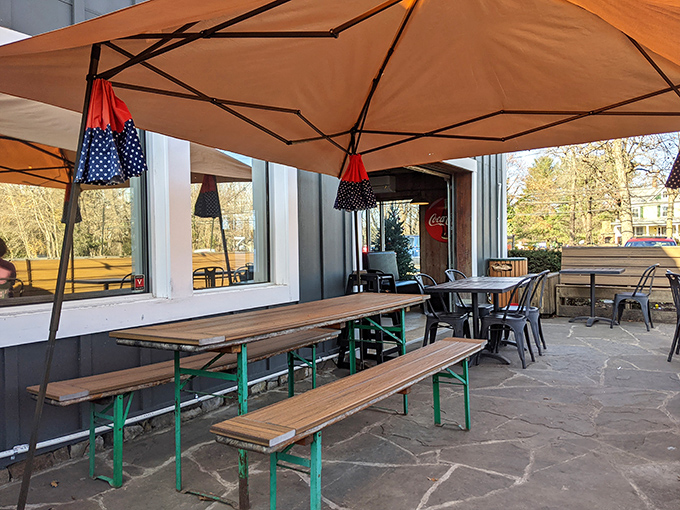 Outdoor seating under Virginia skies adds another dimension to the barbecue experience&mdash;because sometimes good food tastes even better with fresh air.