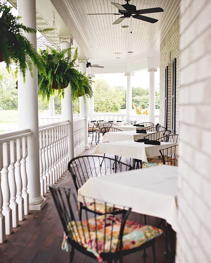 The porch seating offers Missouri's version of al fresco dining&mdash;ceiling fans, comfortable chairs, and enough charm to make you linger until sunset.