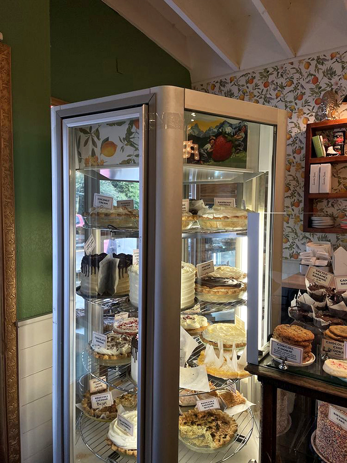 The pie case at Lauretta Jean's&mdash;where dreams are displayed under glass and willpower goes to die a happy death. 