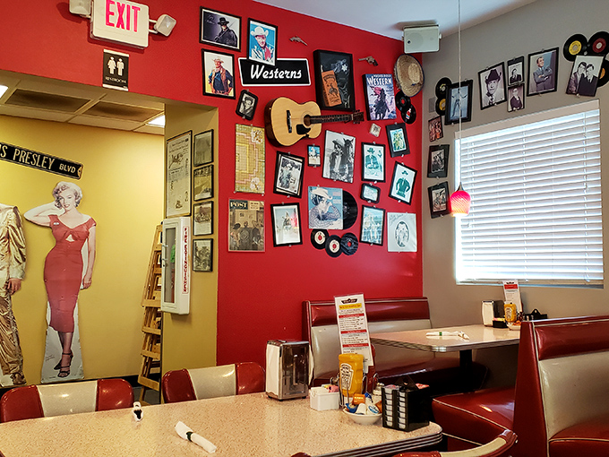 The walls serve as a museum of Americana, where Elvis watches over your meal and vintage records remind you of simpler times when calories didn't count.