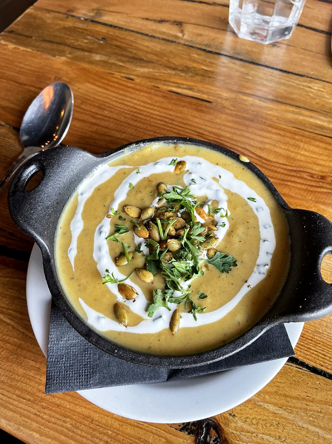 This soup isn't just served&mdash;it's presented with the confidence of something that knows it's about to change your definition of comfort food.