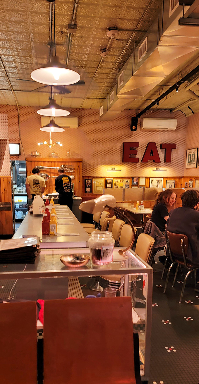 Where diner magic happens. The counter seating offers front-row tickets to the breakfast show that's been running for over seven decades.