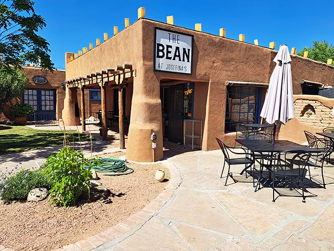 The Bean at Josefina's offers coffee with a side of architectural charm, where every adobe curve feels like a warm embrace.