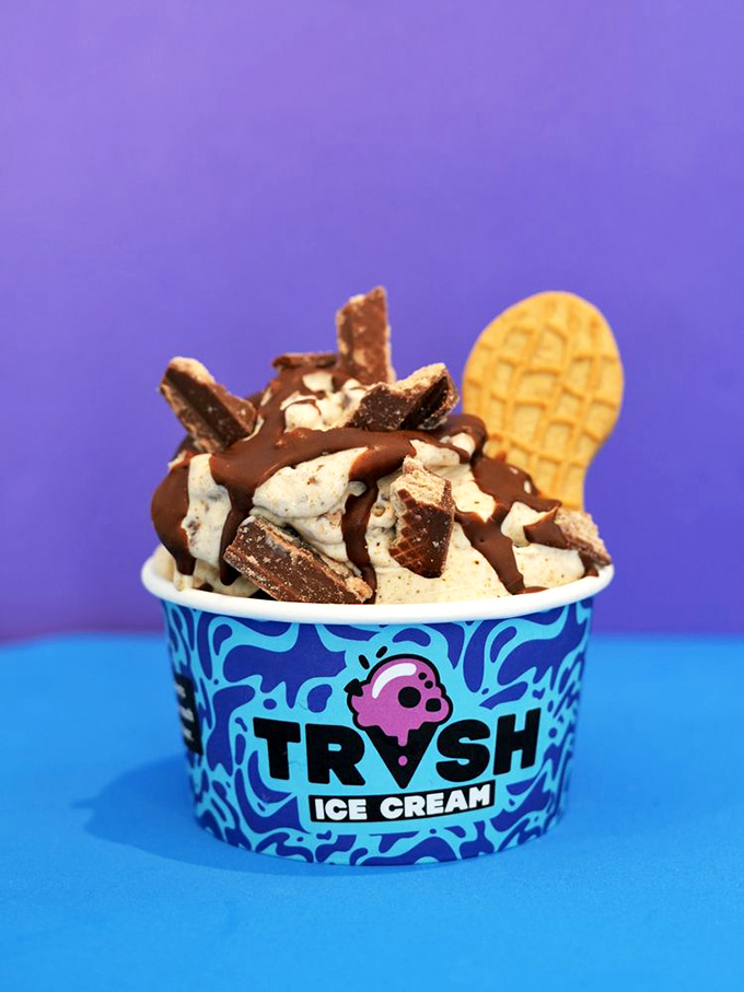 Chocolate drizzle cascades over vanilla custard like a waterfall of possibilities&mdash;proof that sometimes the best things in life are gloriously messy.