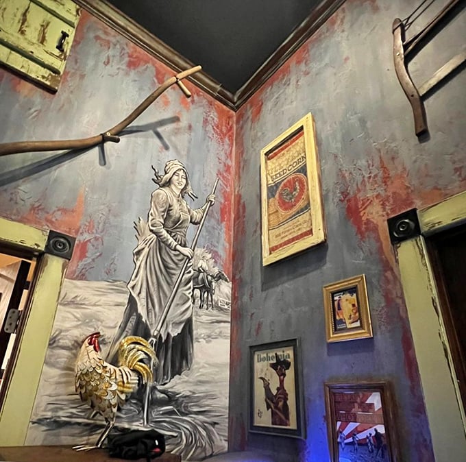 Wall art that tells you this isn't a place that takes itself too seriously&mdash;except when it comes to what's on your plate.