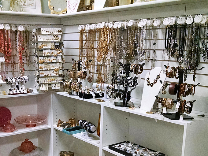 Jewelry heaven! From costume pieces to vintage baubles, these displays offer instant glamour from eras when accessorizing was practically a competitive sport.