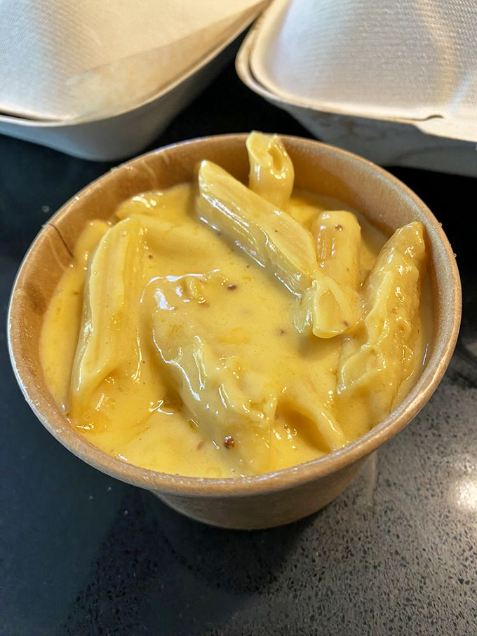 Mac and cheese that doesn't mess around—creamy, cheesy, and substantial enough to stand up to the smokehouse heavyweights.