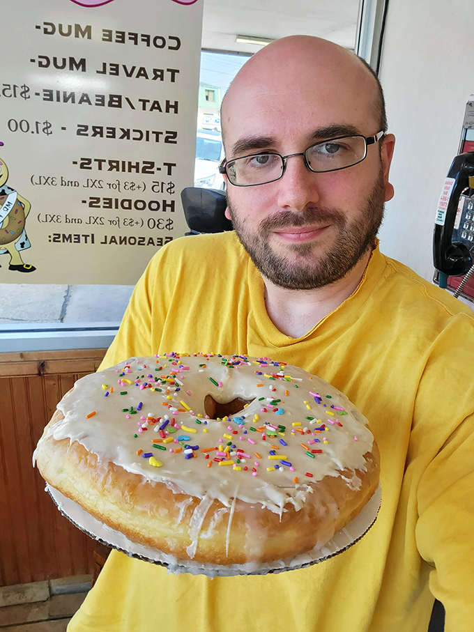 Size matters when it comes to donuts. This sprinkle-covered behemoth isn't just breakfast&mdash;it's a commitment, a challenge, and a conversation starter.