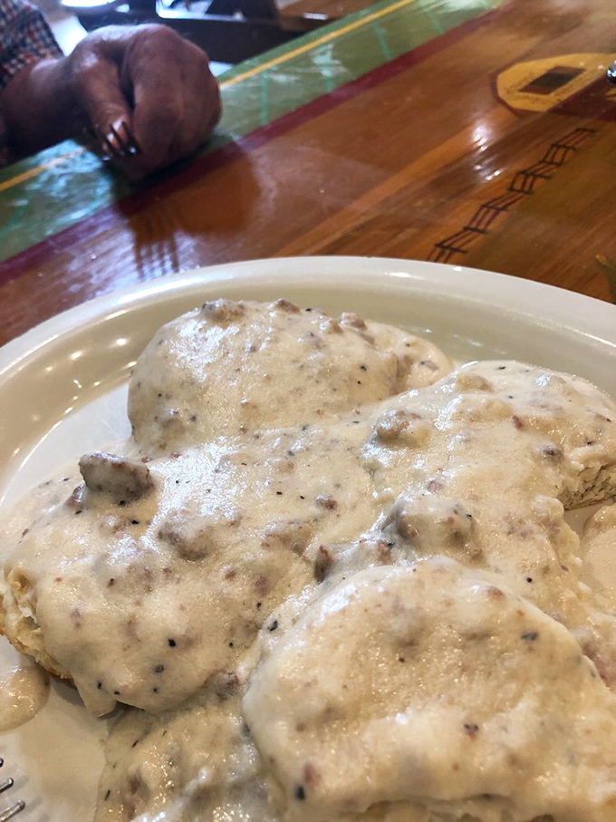 Southern comfort in its purest form. These biscuits swimming in creamy gravy are what breakfast dreams are made of&mdash;no alarm clock required.