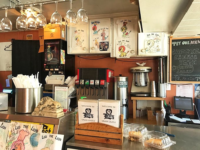 The counter where magic happens &ndash; complete with Leo the Lion artwork that's been watching over hungry patrons for generations.