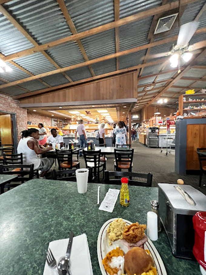 High ceilings and comfortable spacing between tables &ndash; Ole Times knows you need room to breathe between those multiple trips to the buffet line.