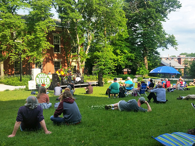 Summer concerts on the lawn bring the community together for free entertainment. The only cover charge is whatever sunscreen you bring.