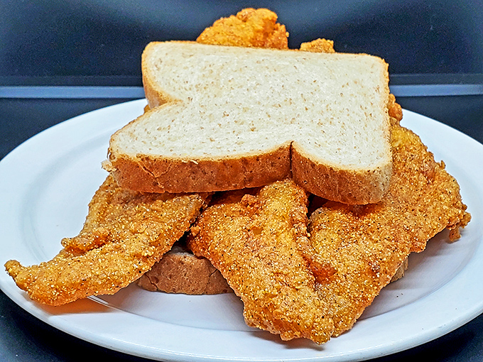 Crispy fish sandwich that puts fast food versions to shame. Golden cornmeal crust protecting flaky white fish between pillowy bread slices.