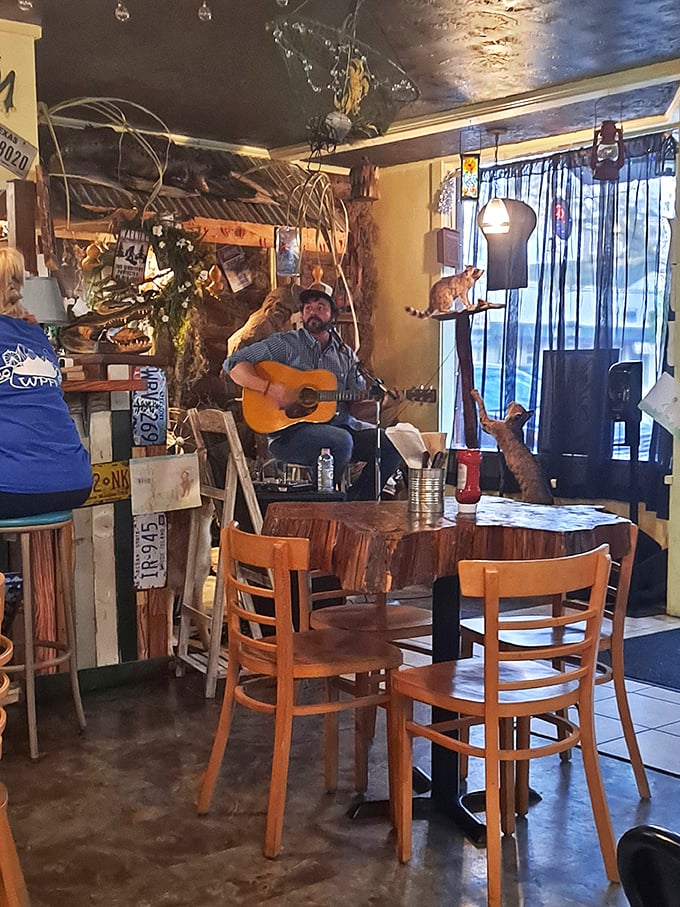 Live music on a rustic stage transforms an ordinary meal into a soulful bayou experience. Pass the hot sauce and turn up that guitar!