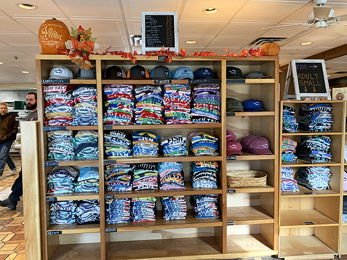 Coastal pride on display – where loyal patrons proudly wear their Fish Tale allegiance, proving great seafood creates its own community.