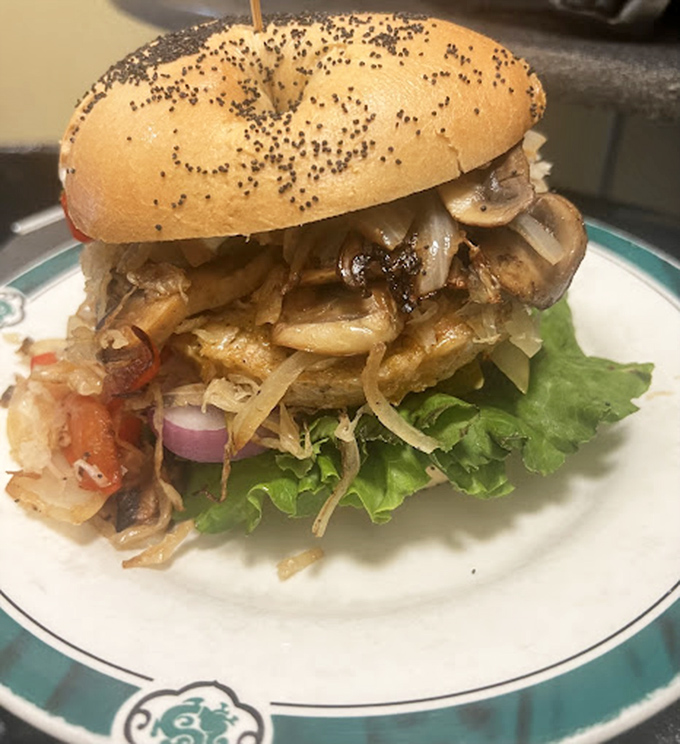 The veggie burger that could convert carnivores. Those grilled mushrooms and caramelized onions aren't just toppings &ndash; they're a flavor intervention.