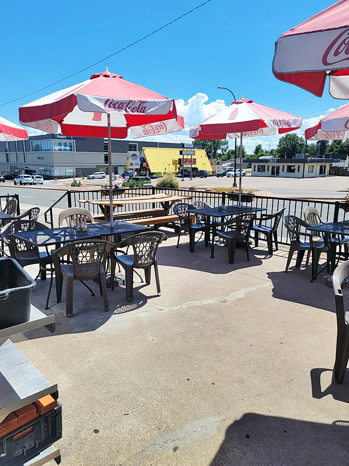 Summer in Colorado means dining al fresco under those classic Coca-Cola umbrellas &ndash; a slice of Americana with your slice of pie.