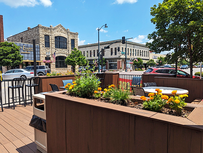 Downtown Manhattan, Kansas provides the perfect backdrop for post-burger people watching and digestion contemplation.