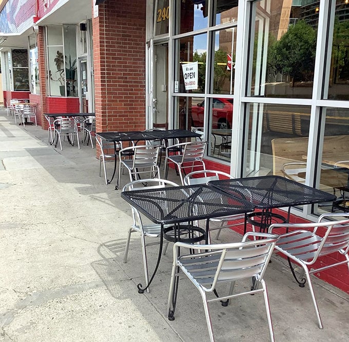 Outdoor seating for those who want their breakfast burrito with a side of people-watching and New Mexico sunshine.