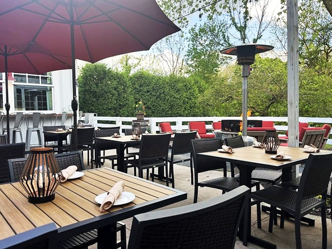 The patio offers al fresco dining with a side of Ohio sunshine. Those heat lamps mean prime rib season extends well into the cooler months.
