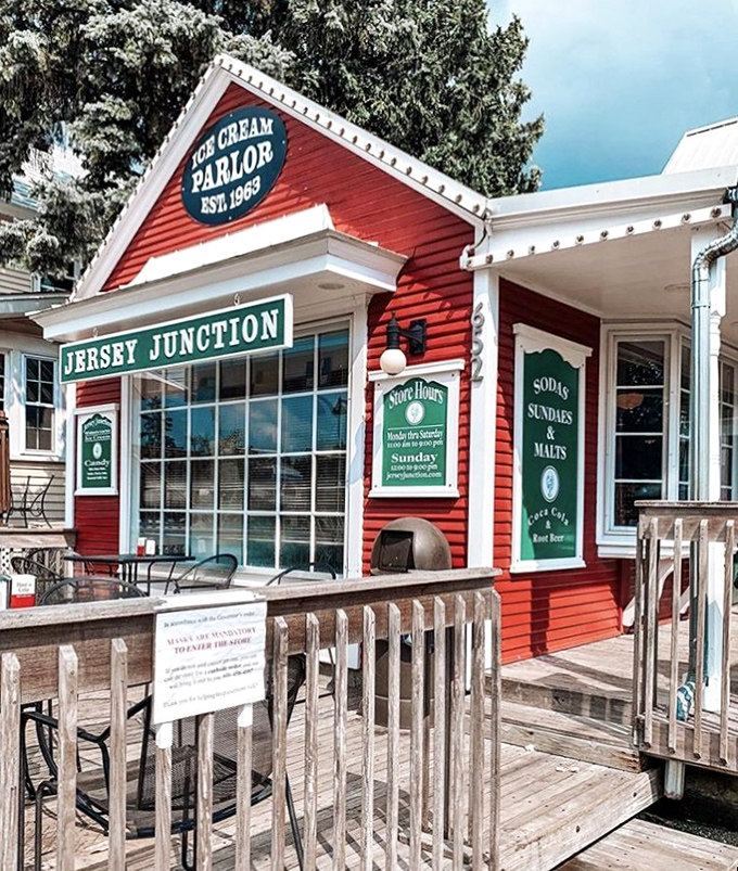 The daytime view of Jersey Junction's iconic red exterior feels like summer incarnate &ndash; a postcard-perfect slice of Americana.