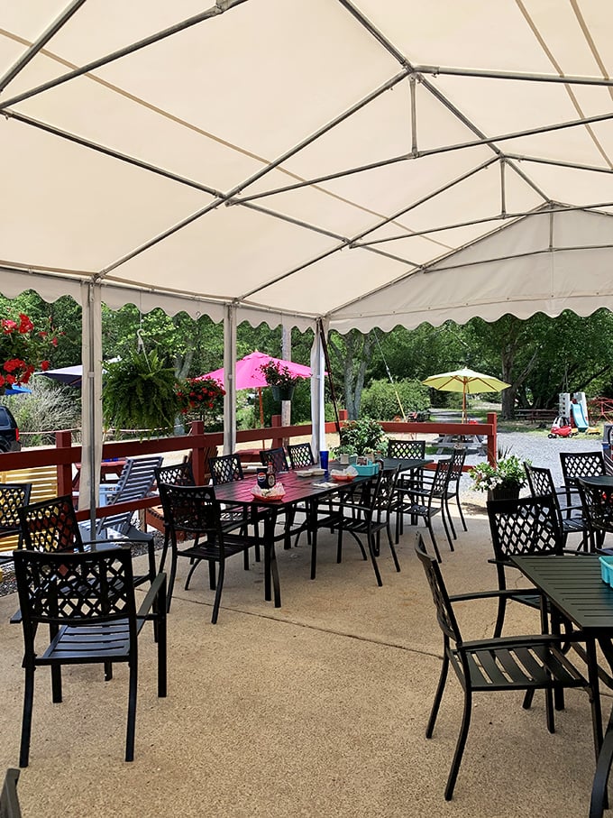 When Jersey weather cooperates, this outdoor oasis offers al fresco dining with flower power&mdash;proving diners can do ambiance too when they want to.