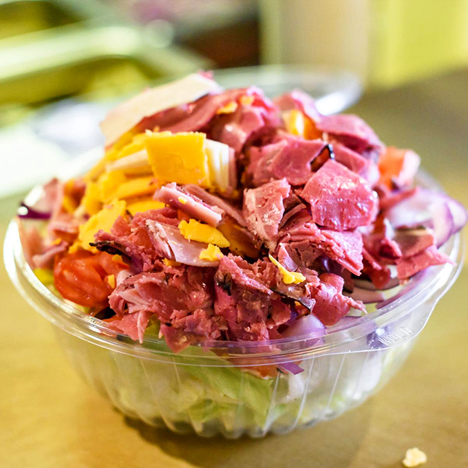 A chef's salad that's more meat and cheese than lettuce—exactly as the universe intended. Diet food this is not, and thank goodness for that.