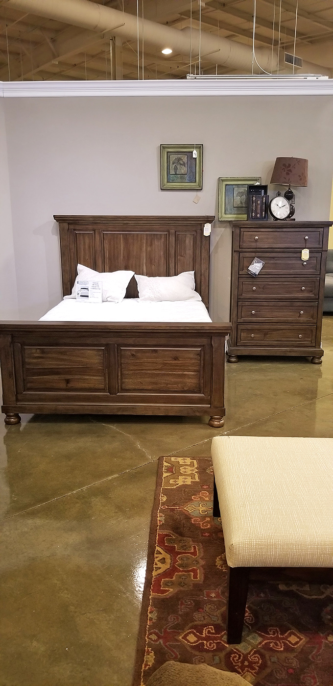Rich wood tones and classic lines make this bedroom set the furniture equivalent of a perfectly aged bourbon&mdash;timeless and guaranteed to improve with age.