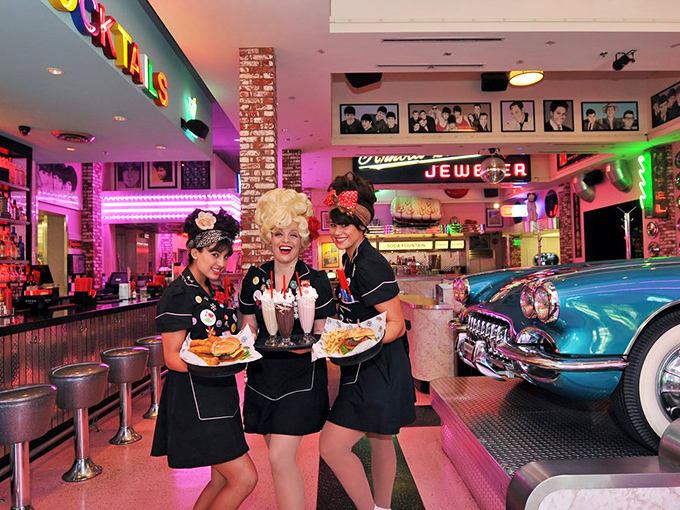 The staff brings '50s diner culture roaring back to life with beehive hairdos and infectious enthusiasm that makes you want to twist and shout.
