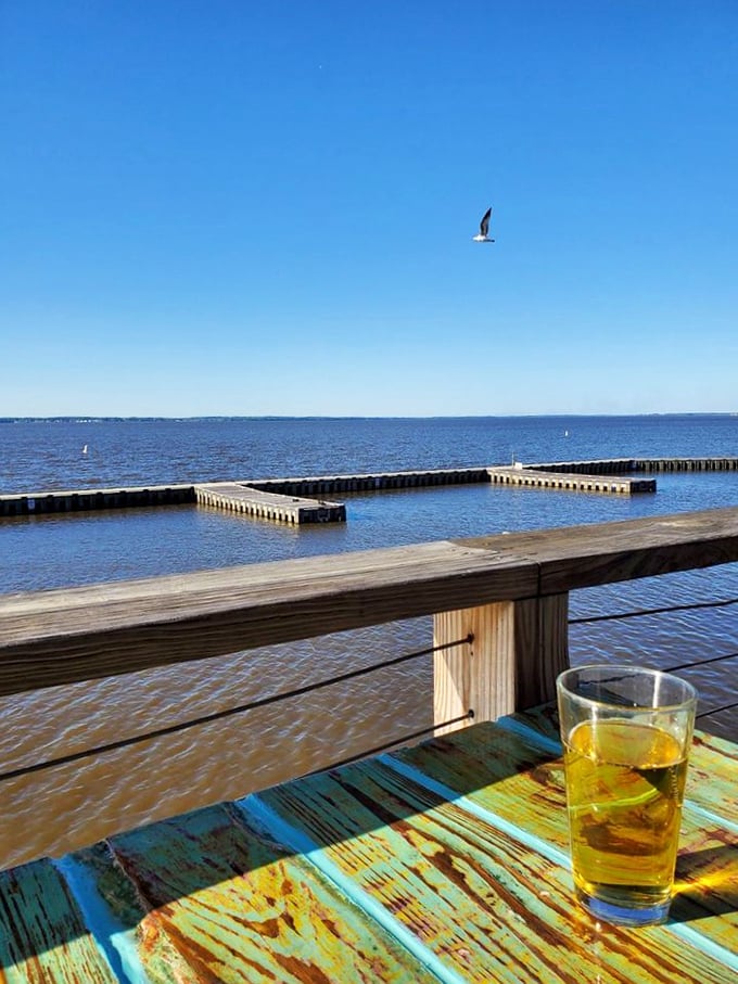 A cold drink, an endless horizon, and a seagull playing wingman. Some views don't just feed your eyes&mdash;they nourish your soul.