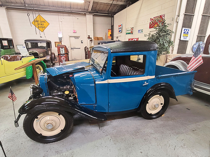 This little blue Austin pickup proves good things come in small packages – a pint-sized charmer with enough personality to fill the showroom.