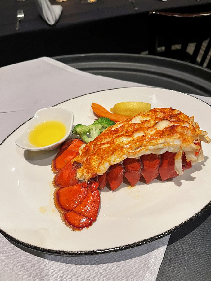 This lobster tail isn't just dinner&mdash;it's a crustacean celebration dressed in its butter-dipped finest, waiting for its close-up.