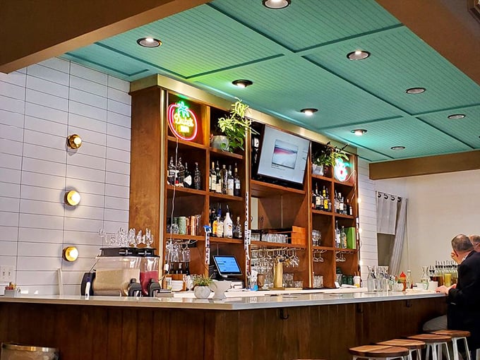 Under that mint ceiling, mixologists craft morning cocktails worthy of raising a toast to breakfast itself.