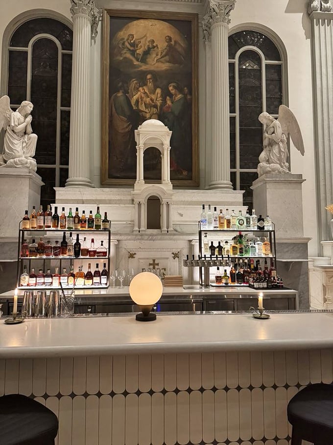 A bar that was once an altar? Divine intervention for cocktail lovers. The spirits selection is, well, spiritual.