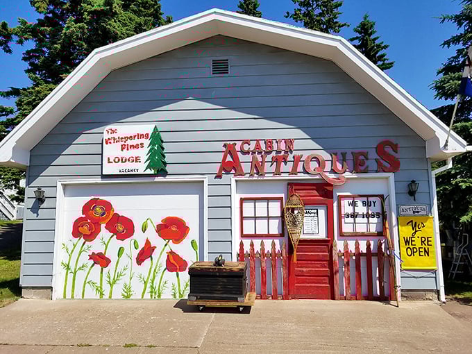 This whimsical antique shop looks like it was plucked from a storybook, complete with painted poppies and treasures waiting to be discovered.