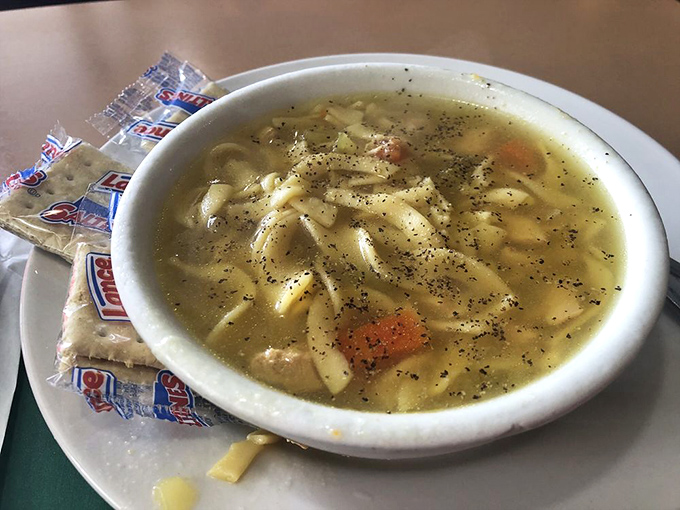 Chicken noodle soup that could cure anything from a cold to a broken heart. Comfort in a bowl, no prescription needed.