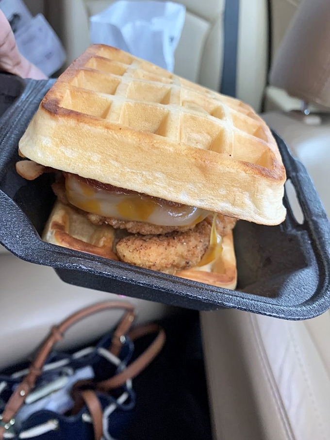 The chicken and waffle sandwich represents American innovation at its finest&mdash;like Edison or Tesla, but with maple syrup and poultry.