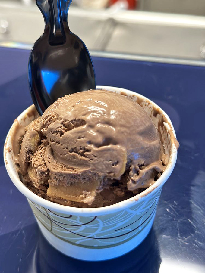 The chocolate peanut butter cone &ndash; where two of nature's most perfect foods unite in a waffle cone cathedral. 