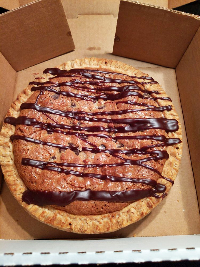 This chocolate-drizzled pecan pie isn't messing around. The zigzag pattern of chocolate is both decoration and delicious bonus track.